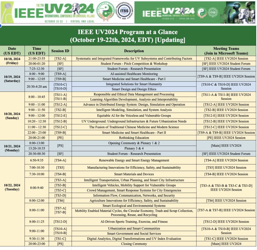 IEEE UV2024 Program at a Glance – IEEE UV
